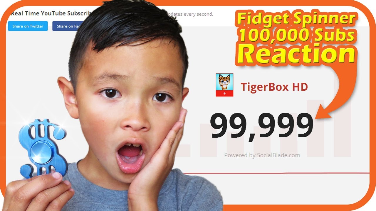 Fidget Spinner Kid Reaction to 100,000 Subscribers Count Down ...
