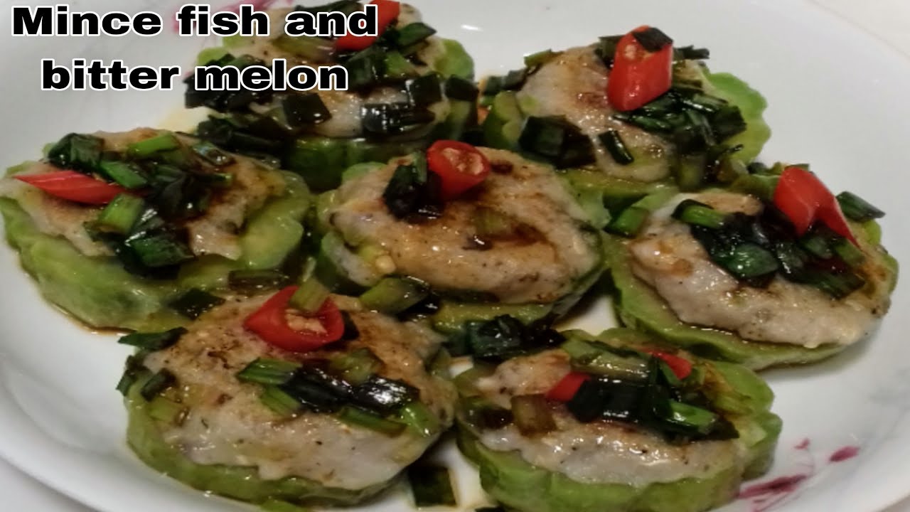 bitter melon and mince fish recipe - YouTube