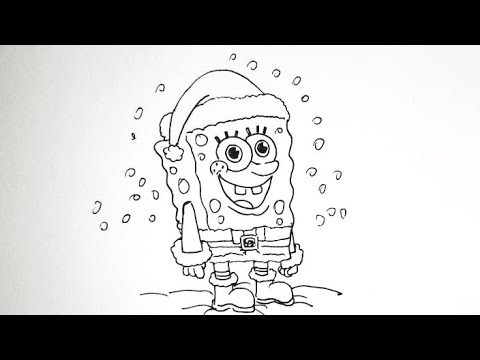 Kako nacrtati Sundjer Boba Deda Mraza/How to draw SpongeBob Santa Claus ...