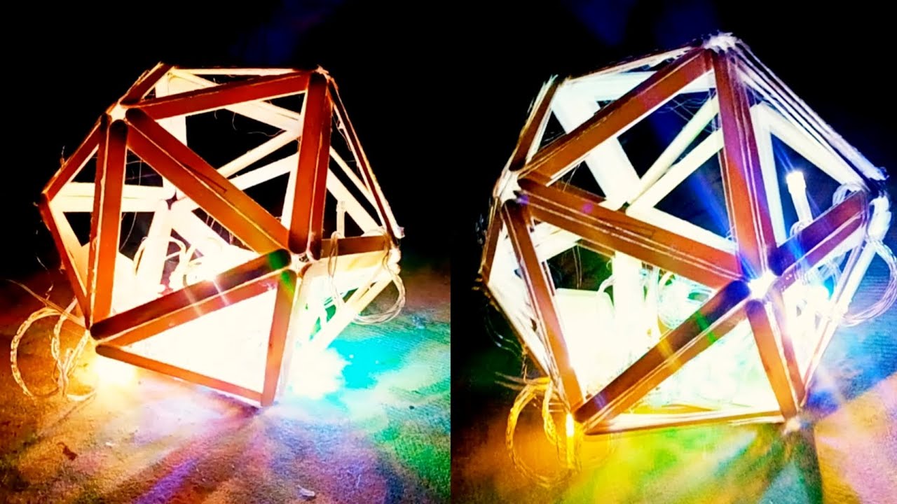 How to make a popsicle stick desk lamp art Crafts home || diy desk lamp ...