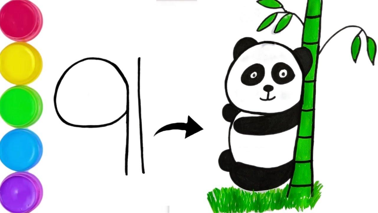 Easy Panda Drawing, Painting and Colouring for Kids & toddlers | draw ...