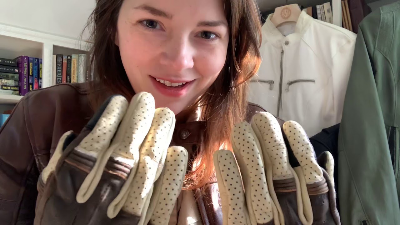 ASMR Leather Motorcycle Jacket and Gloves - Leather Sounds and Try-on ...