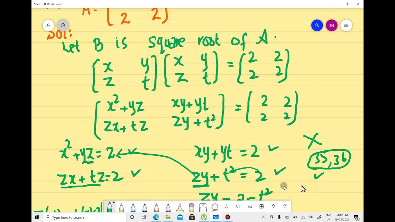SQUARE ROOT OF MATRIX - YouTube