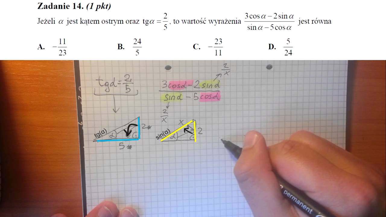 matura podstawowa 2014 maj [zad 14] Jeżeli alfa jest kątem ostrym oraz ...