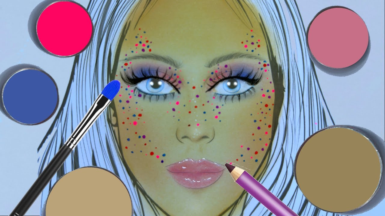 Asmr Makeup With Pink Lips On Face Chart - YouTube