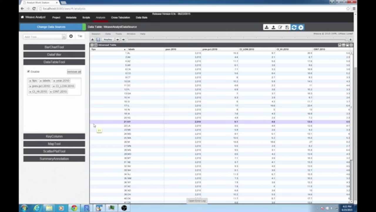 Weave Analyst - DataTable Widget - YouTube