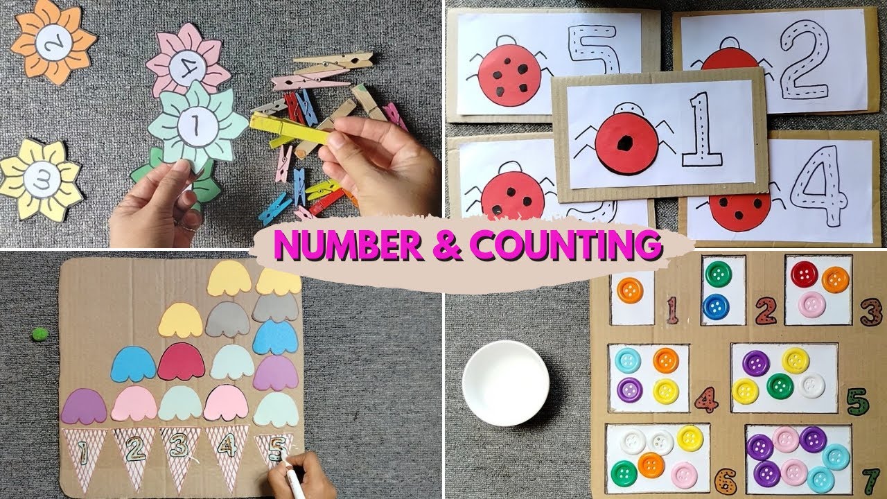 DIY EASY MATH ACTIVITY | NUMBER COUNTING AND MATH FOR TODDLER ACTIVITY ...