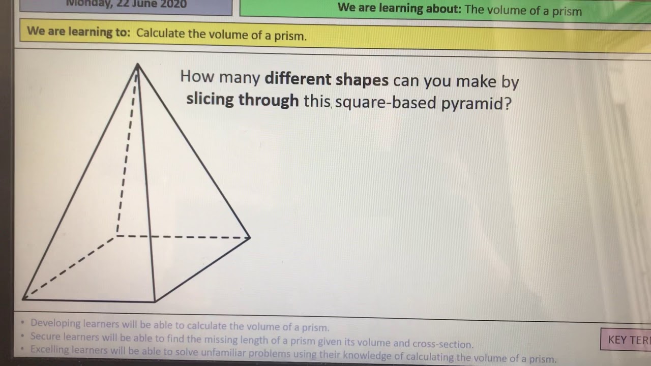 Volume of prisms 1 - area of cross section x length - YouTube