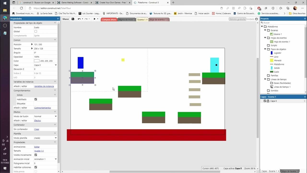 Construct 3 - Juego de plataformas - YouTube