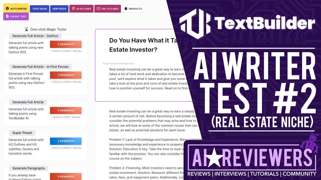 TextBuilder.ai AI Text Generator Sample #2: 1-Click Auto Writer Article ...