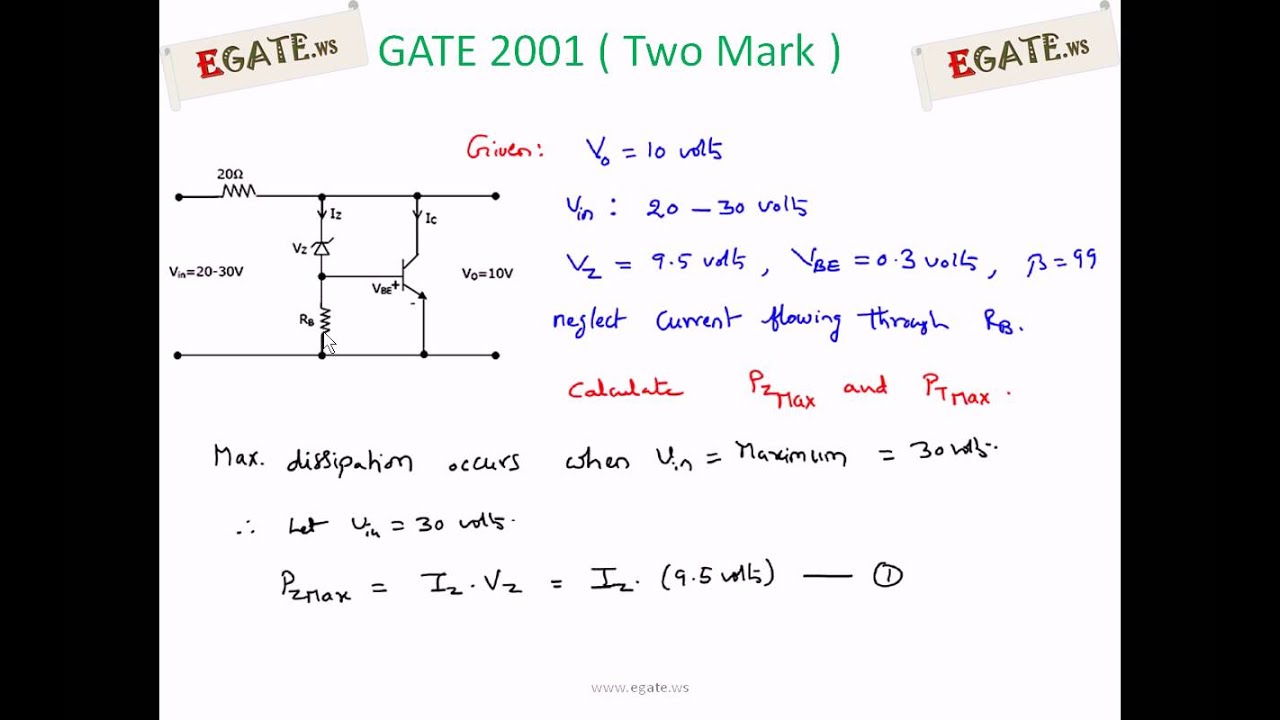 Problem on Voltage Regulators - GATE 2001 ECE - (Electronic Devices) - www.egate.ws - YouTube