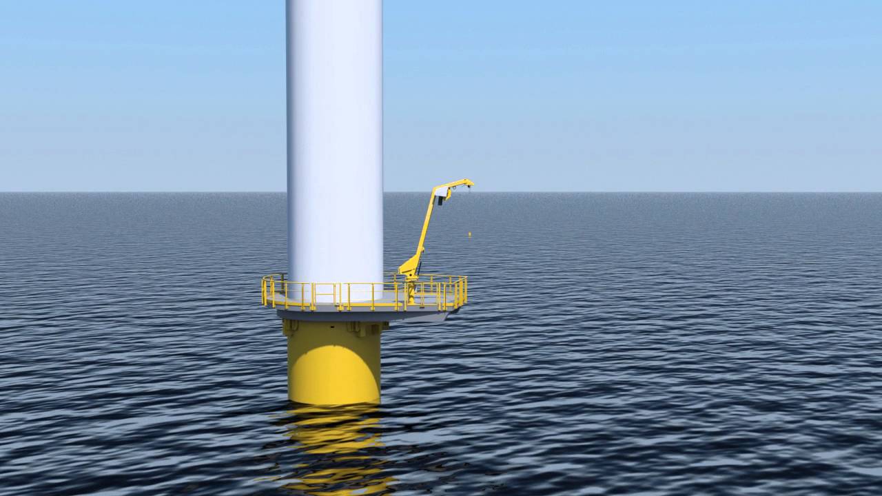 Davit crane for windmill platform - YouTube