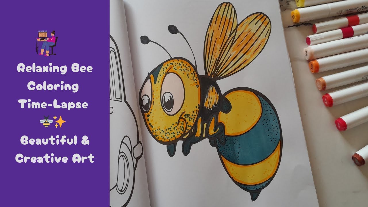 Relaxing Bee Coloring Time Lapse Beautiful and Creative Art - YouTube