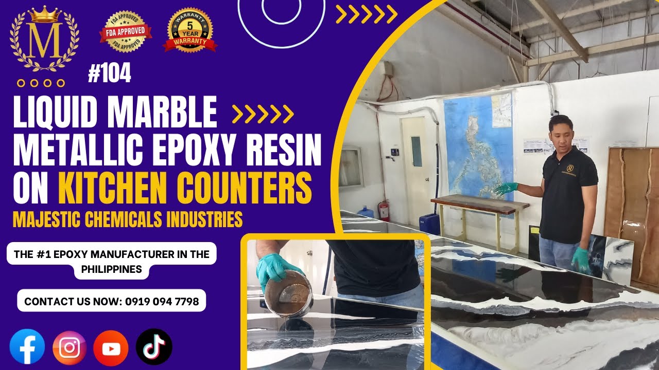 LIQUID MARBLE METALLIC EPOXY RESIN on Kitchen Counters - YouTube