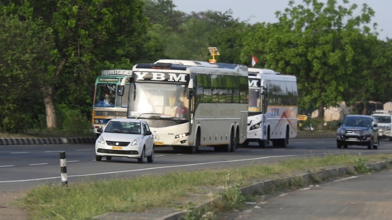 YBM Mercedes Benz and Ashok Leyland sleeper buses racing near ...