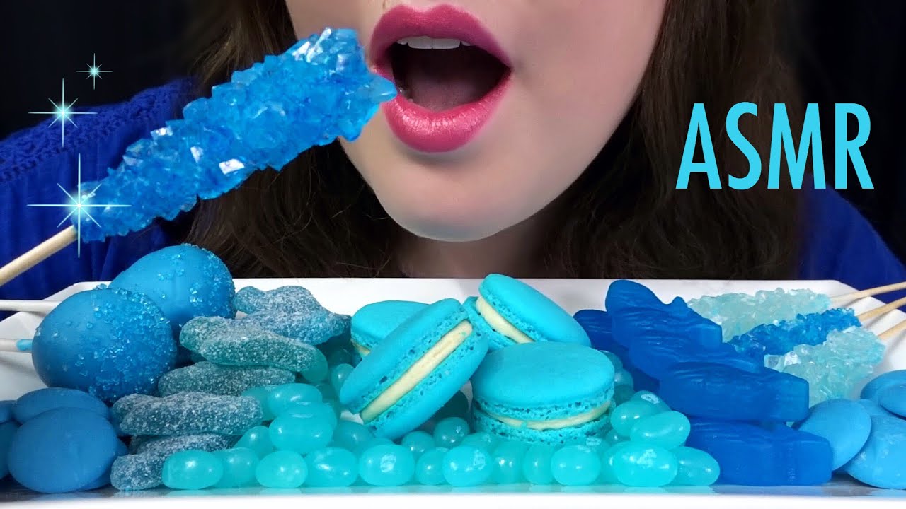 Asmr Blue Foods π Macarons Cake Pops Crystal Rock Candy Chocolate