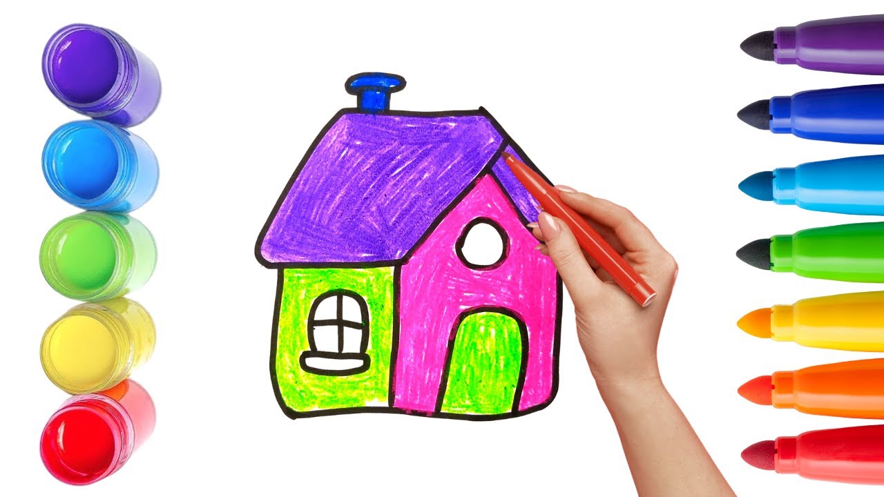 How To Draw Hello house Drawing, Painting & Coloring For Kids and ...