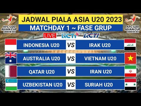 Jadwal Piala Asia U20 2023 Pekan ke 1 - Indonesia U20 vs Irak U20 - Australia U20 vs Vietnam U20 ...