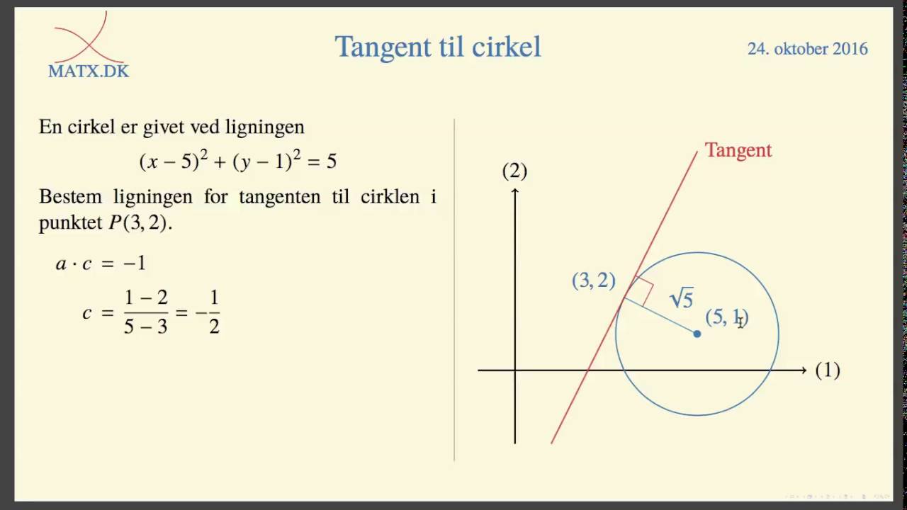 Plangeometri Tangent Til Cirkel YouTube Plangeometri Tangent Til Cirkel YouTube