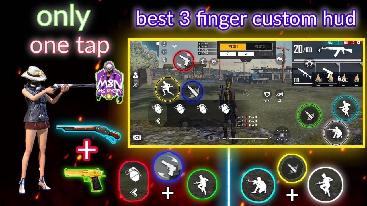 best custom hud🎯 settings in free fire| best 3 finger custom hud in ff ...