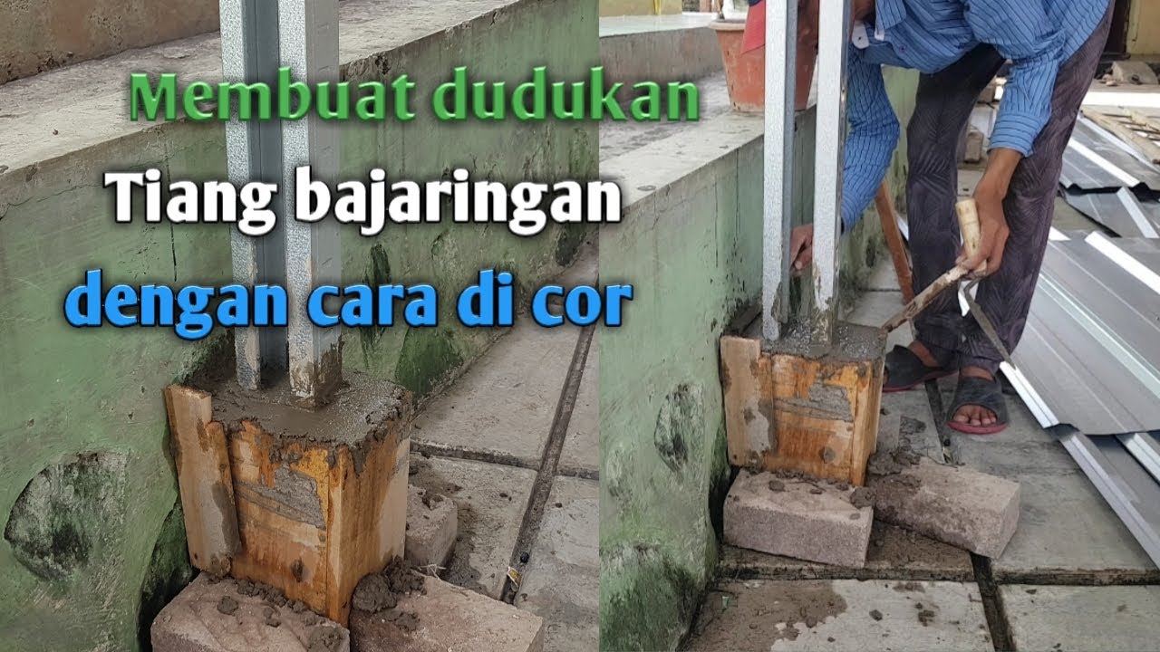 Membuat dudukan tiang bajaringan dengan cara di cor - YouTube