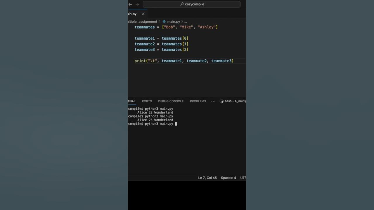 Multiple Assignments In Python Coding Codingtips Python Youtube