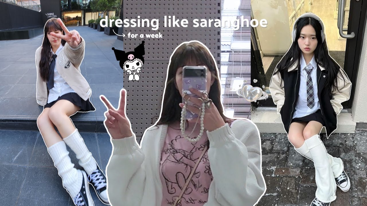 Dressing like SARANGHOE for a week! style inspo, daily vlog 🖇🎧🤍 - YouTube