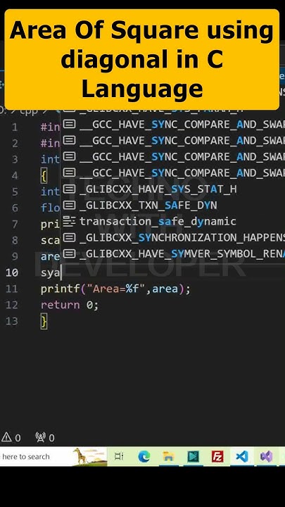 C Program to calculate Area of Square Part 179 | C Programming #coding ...