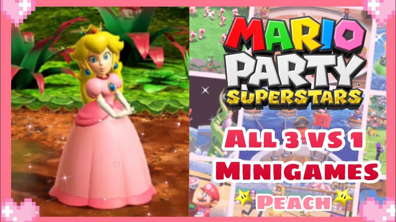 🌸 Mario Party Superstars (All 1 vs 3 minigames ) - Peach Gameplay 💗 ...