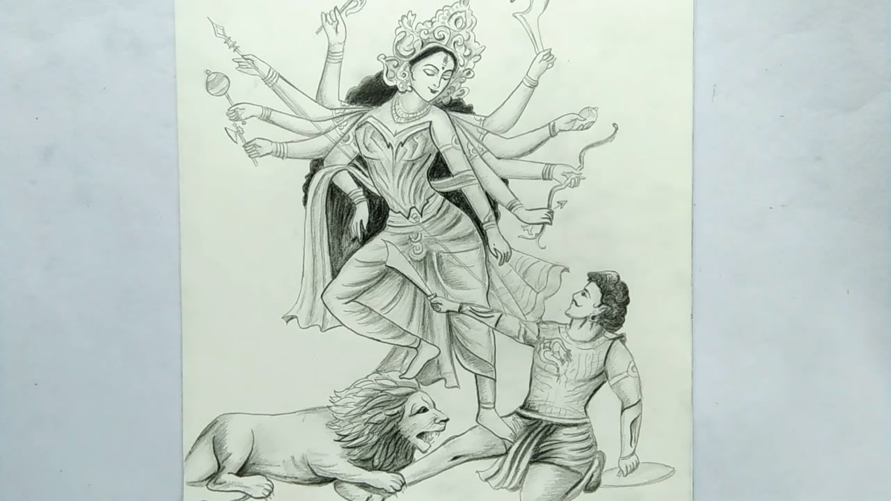 how to draw devi durga - YouTube