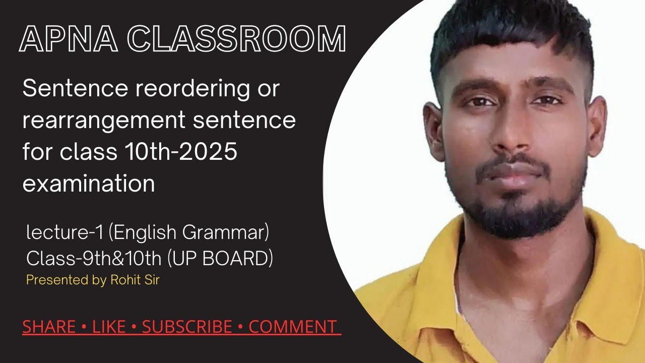 Class- 1 Sentence Reordering or Rearrangement of Sentence For class ...