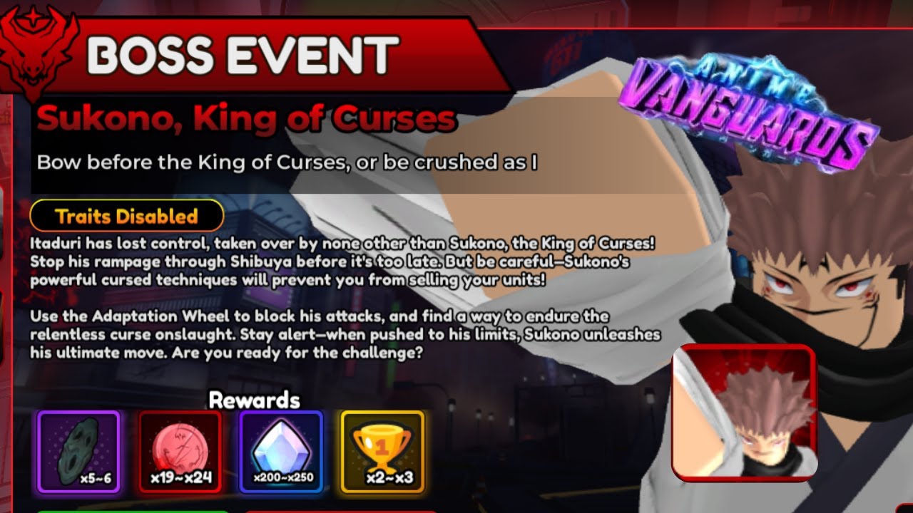 COMO SOLAR O NOVO BOSS EVENT DO SUKUNA NO ANIME VANGUARDS - YouTube
