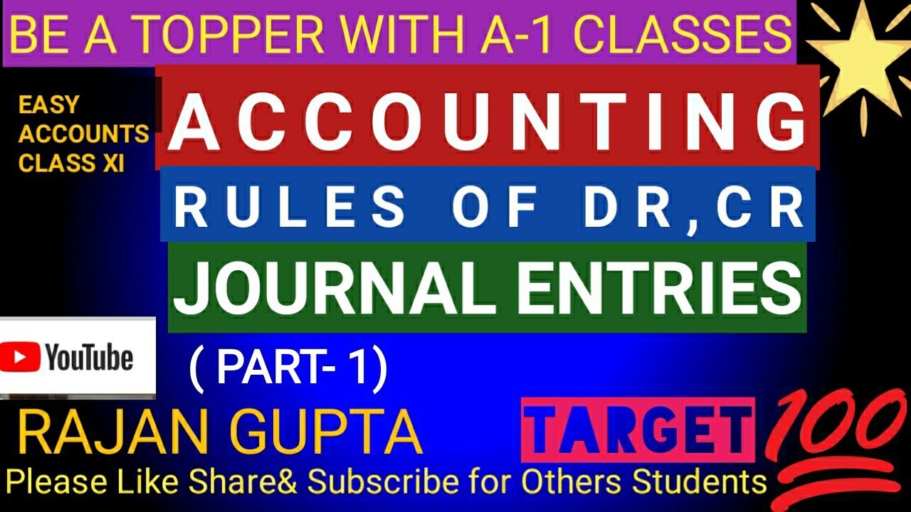 RULES OF DR & CR (PART 1) /ACCOUNTS CLASS 11 BY RAJAN GUPTA - YouTube