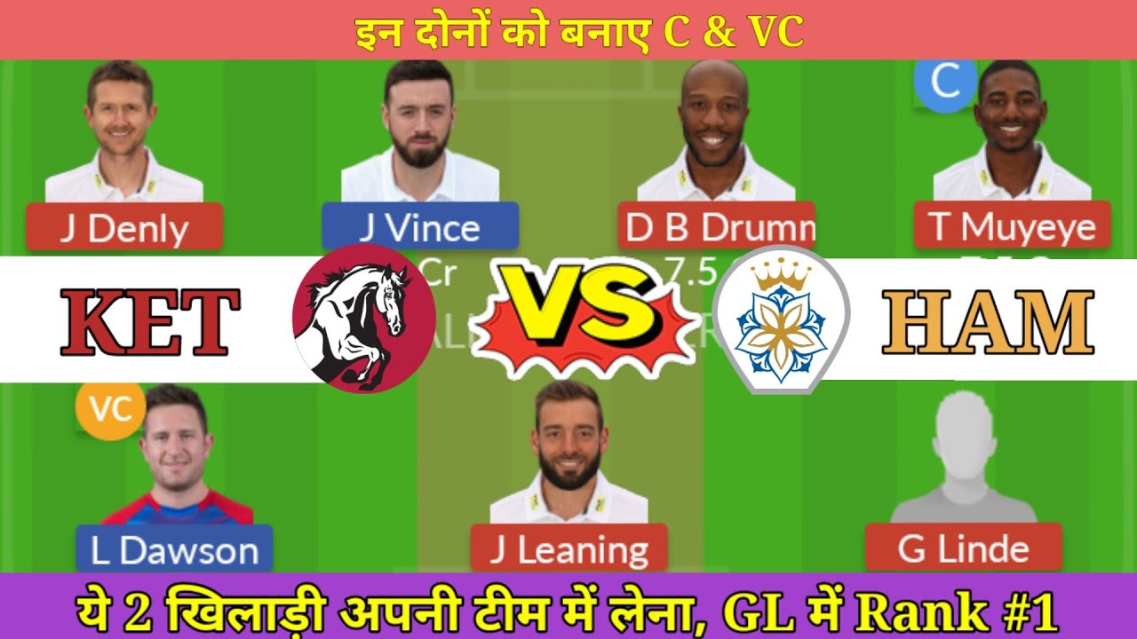 KET vs HAM dream11 prediction | KET vs HAM today match prediction | KET ...
