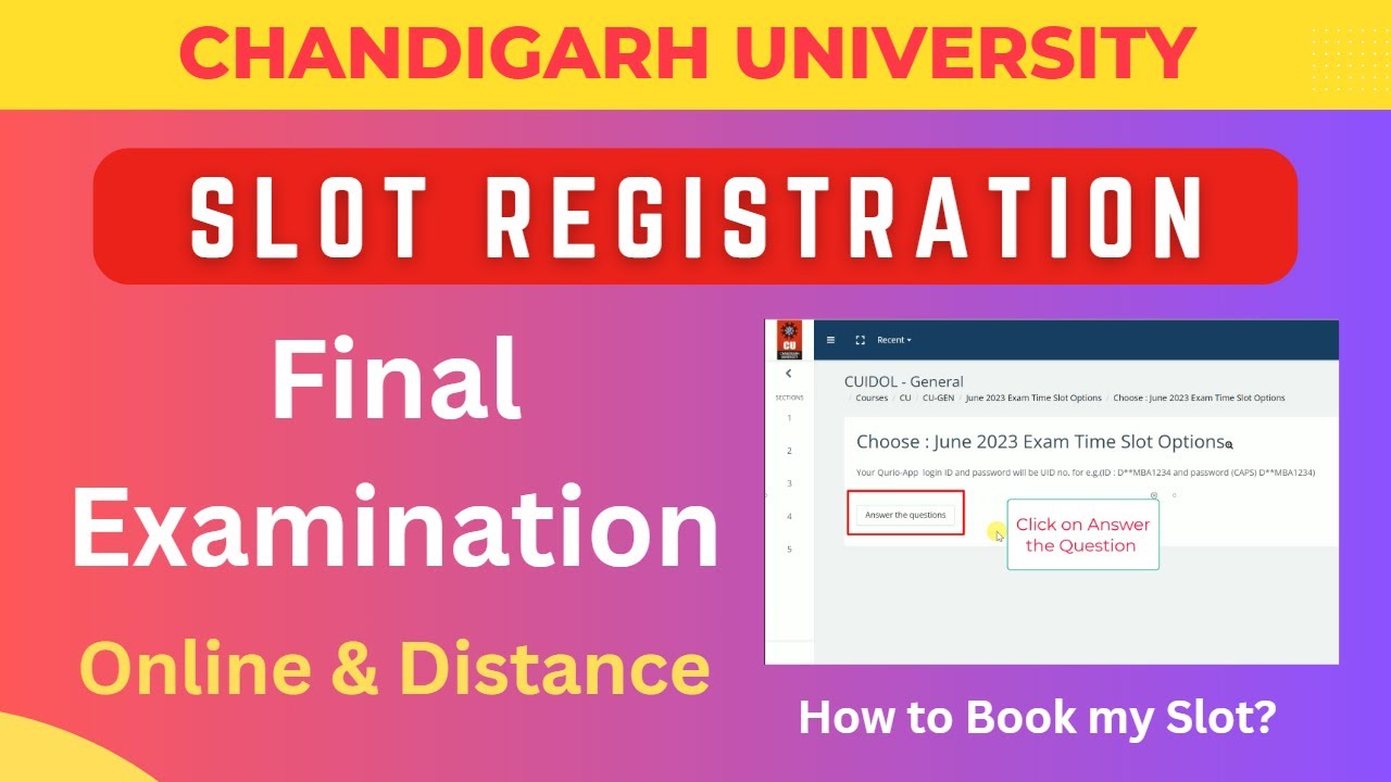 Chandigarh University Final Examination Slot Registration Live Process ...