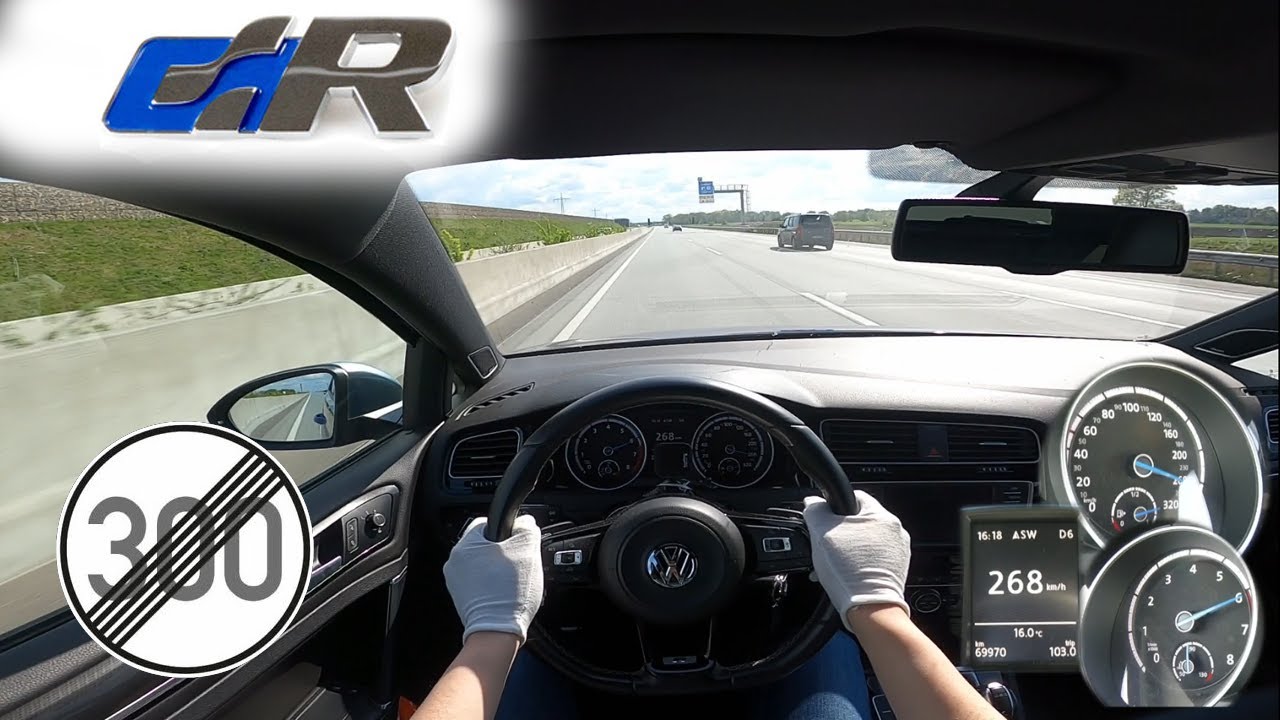268 kmh !! VW Golf R MK7 POV TOP SPEED TESTDRIVE NO LIMIT AUTOBAHN ...