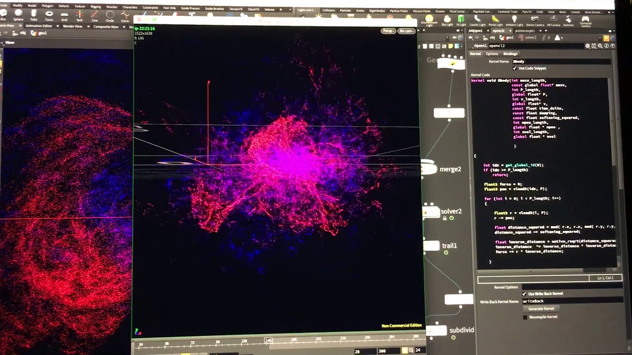 nbody simulation in houdini with openCL - YouTube