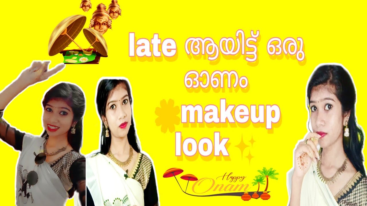 🌼onam makeup look simple and traditional ️ kerala style|2021#yellowfam ...