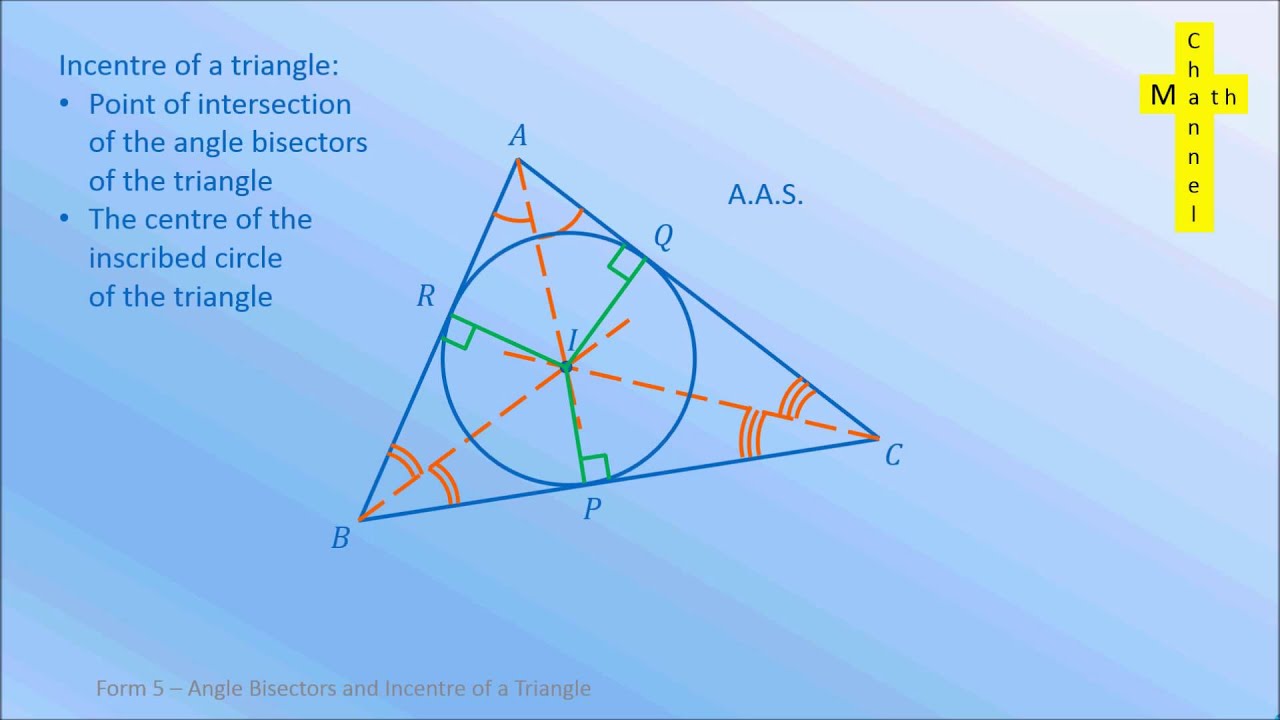 [溫習3分鐘] Form 5 - Angle Bisectors and Incentre of a Triangle - YouTube