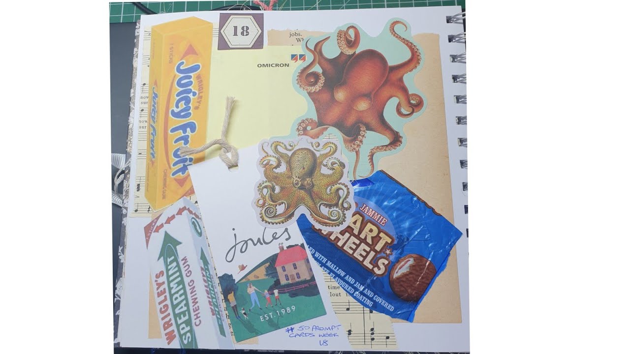 Collaging with 50 card prompts set by @MargareteMiller - week 18 - YouTube