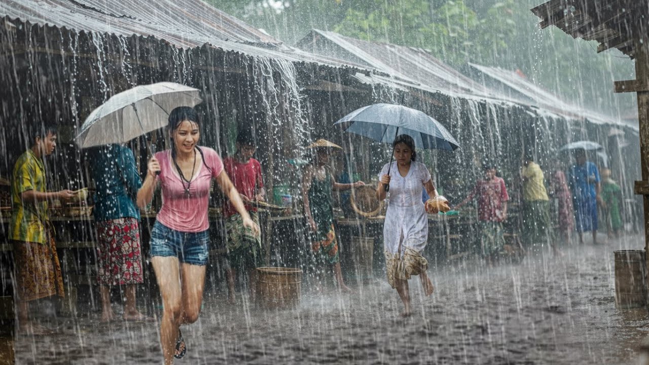 SCARY !! 🌧️⚡Extreme Thunderstorms and Heavy Rain in Red Soil Village🌧️ ...