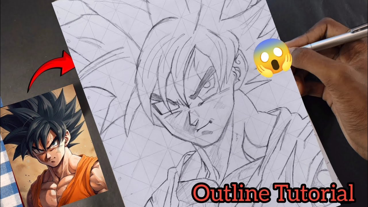 How to Draw Goku, Goku Drawing, Outline Tutorial 😍... - YouTube