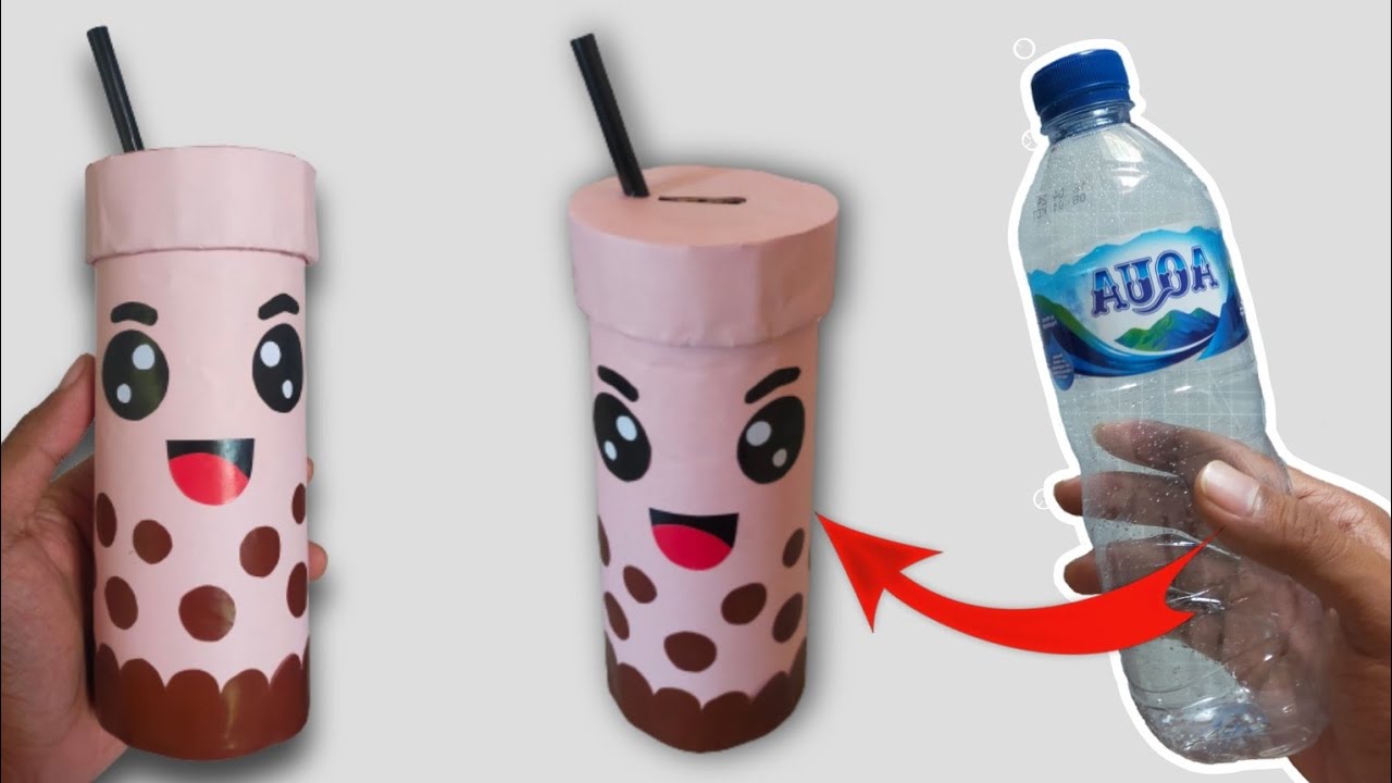CARA MEMBUAT CELENGAN BOBA VIRAL DARI BOTOL PLASTIK BEKAS || IDE ...