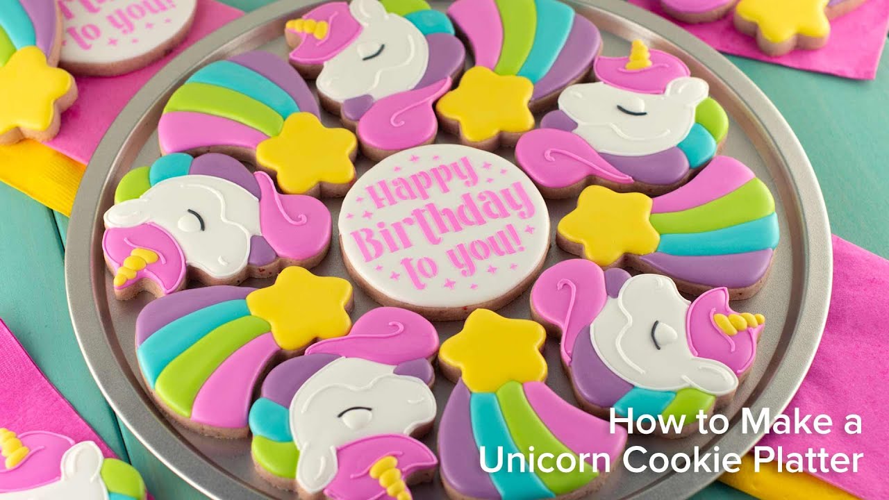 Decorate a Unicorn Cookie Platter | Cookie Decorating with Royal Icing ...
