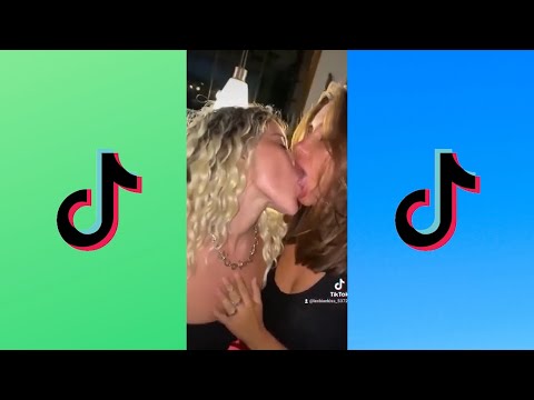 Tiktok lesbian couple, hot kiss, tiktok lesbian kiss