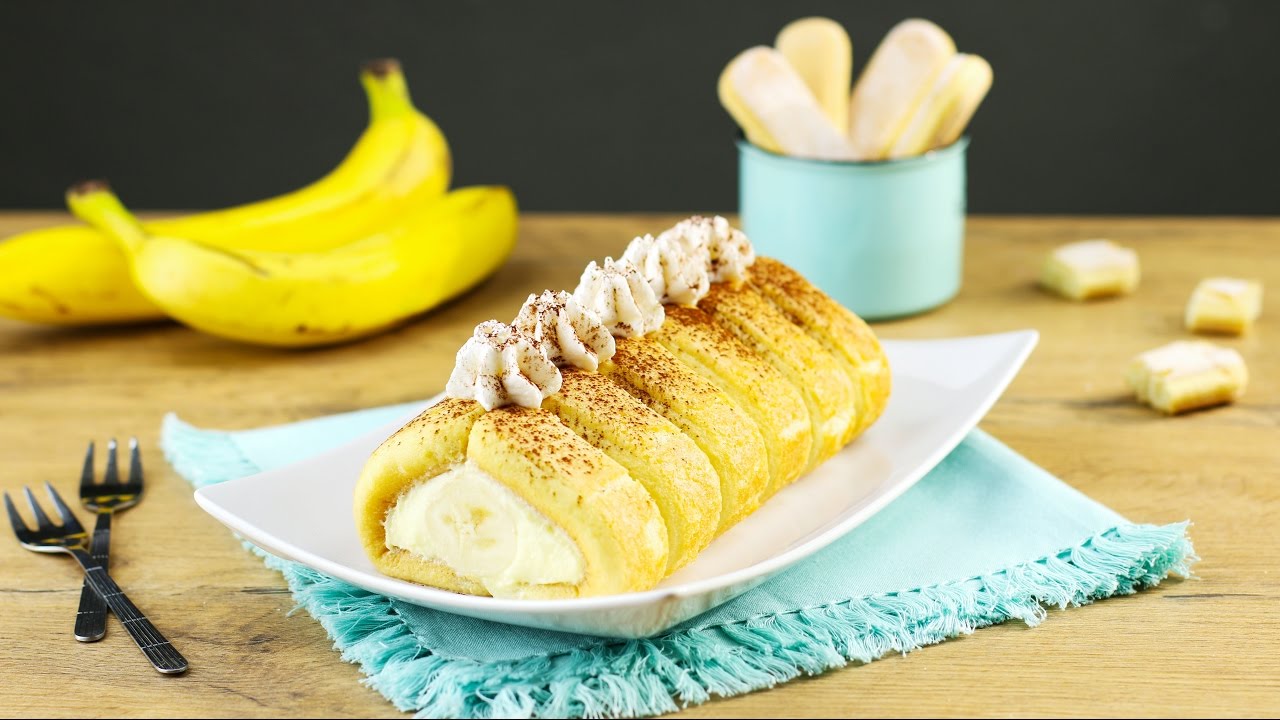 Bûche de boudoirs à la banane : un roulé de douceurs - YouTube