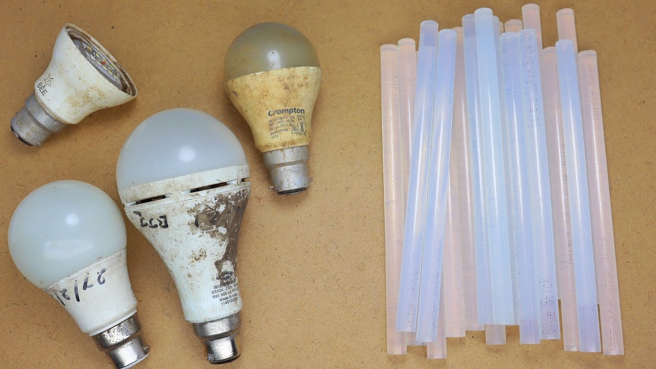 Awesome uses of old led bulbs and glue stick - YouTube