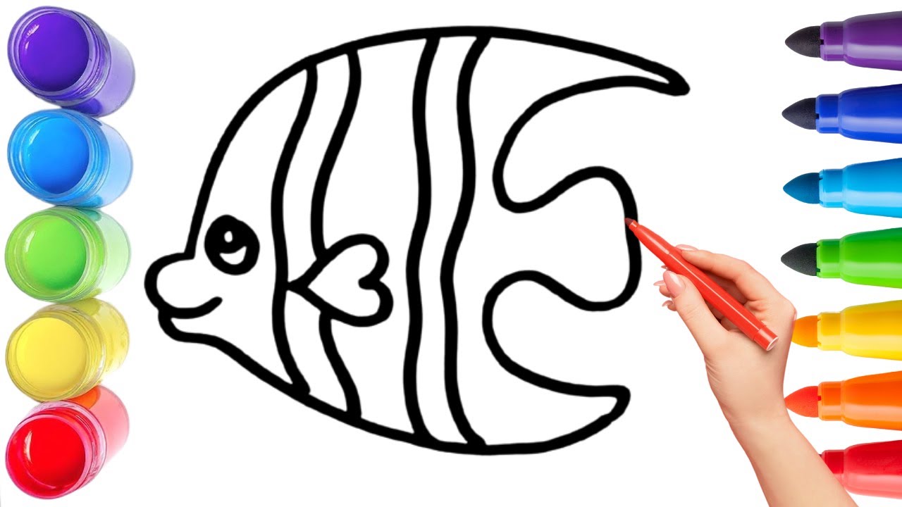 How To Draw cute Pomfret Fish EASY Drawing, Painting & Coloring For ...