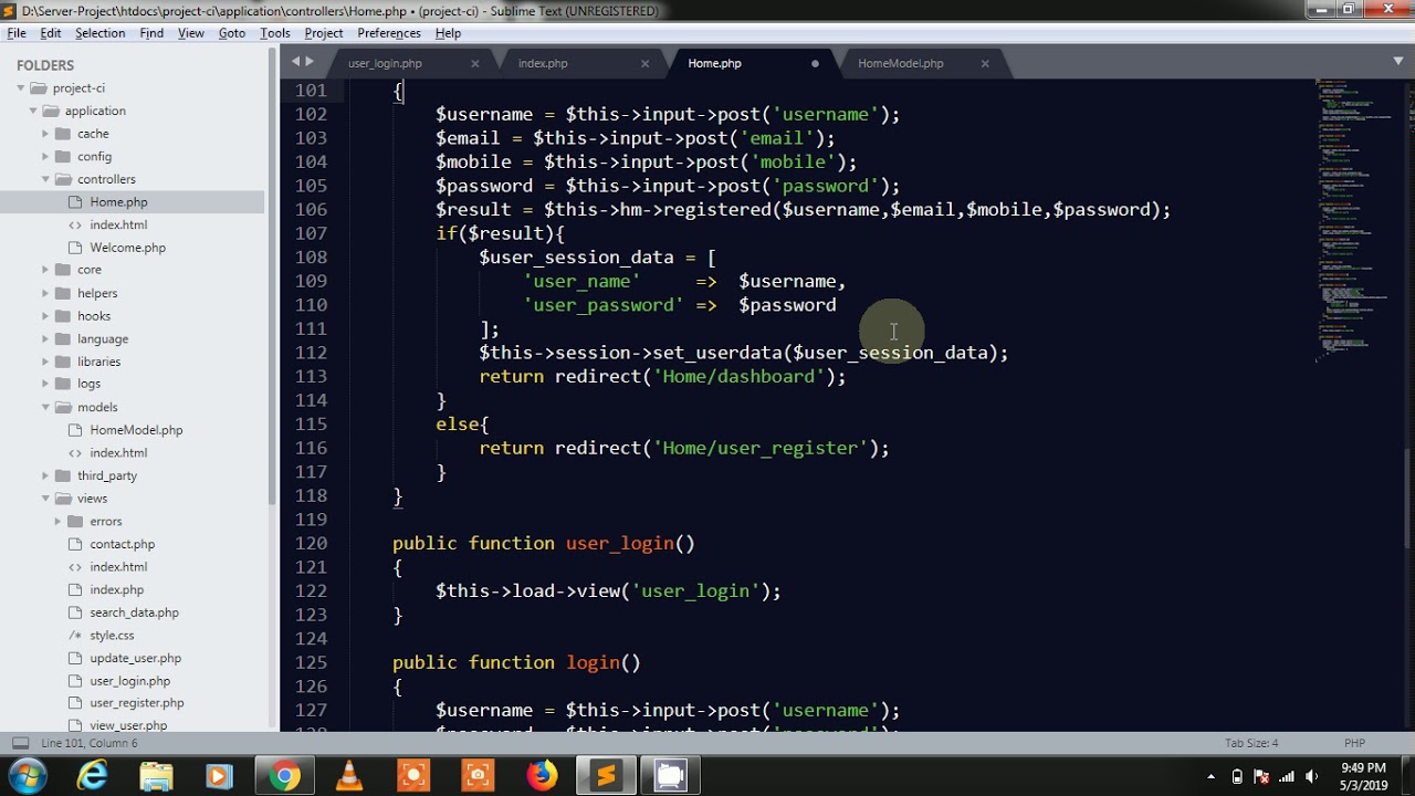 Codeigniter Tutorial In Hindi Part 17 User Login And Logout Youtube