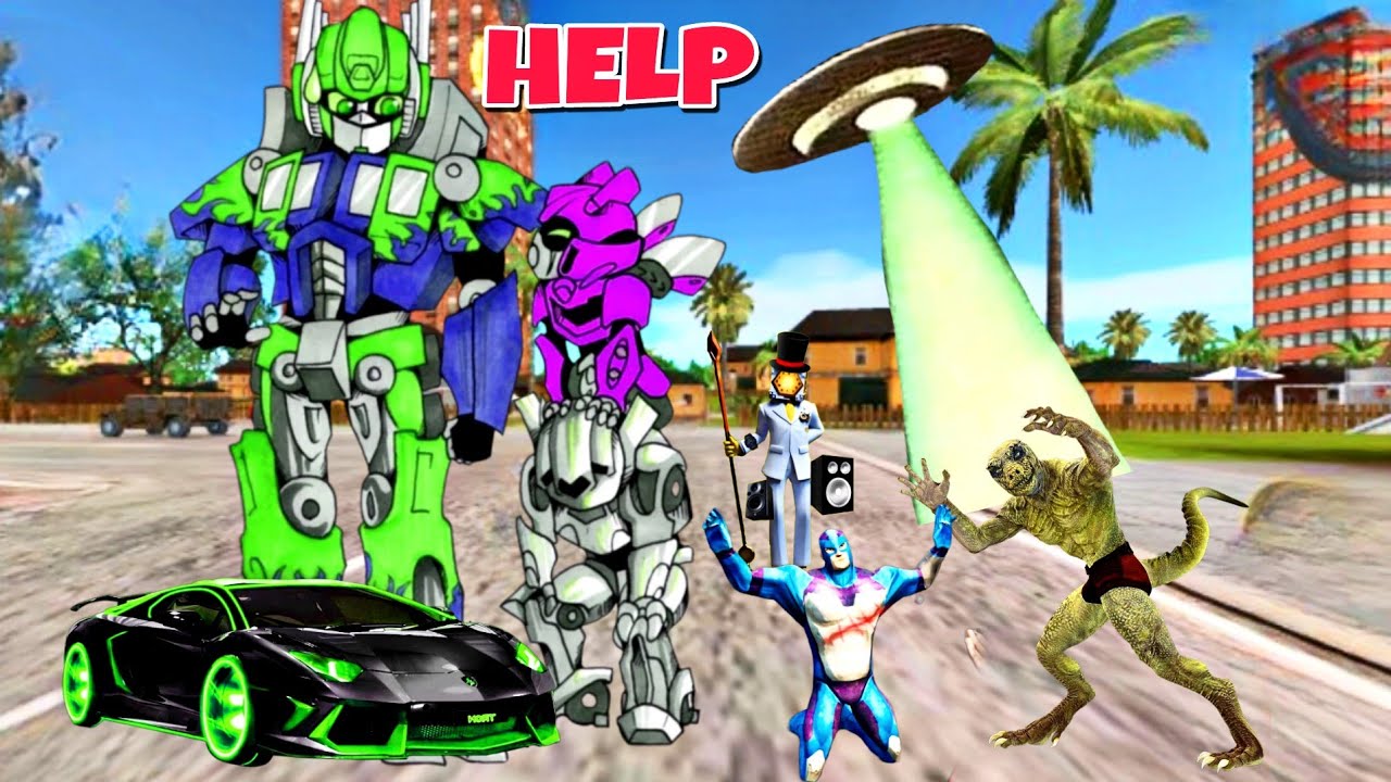 LAMBORGHINI TRANSFORMER CAR ROPE HERO HELP👍 @Funny_Comment_Area - YouTube